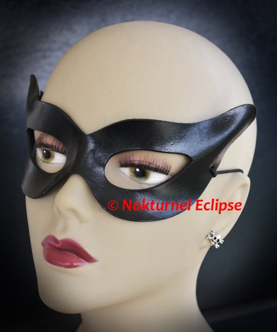 1950s Catwoman Black Leather Mask Halloween by NokturnelEclipse