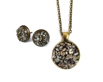 Unique pyrite earrings related items | Etsy