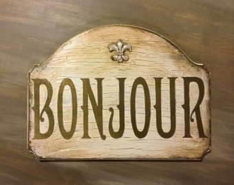Bonjour sign | Etsy