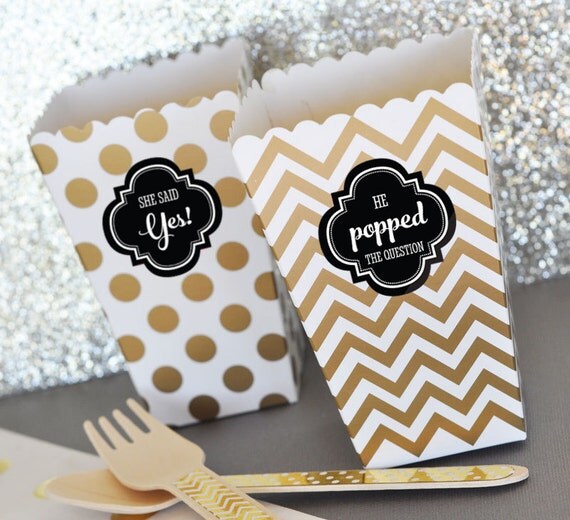 He Popped The Question Popcorn Boxes w/ Stickers Engagement Favor ...