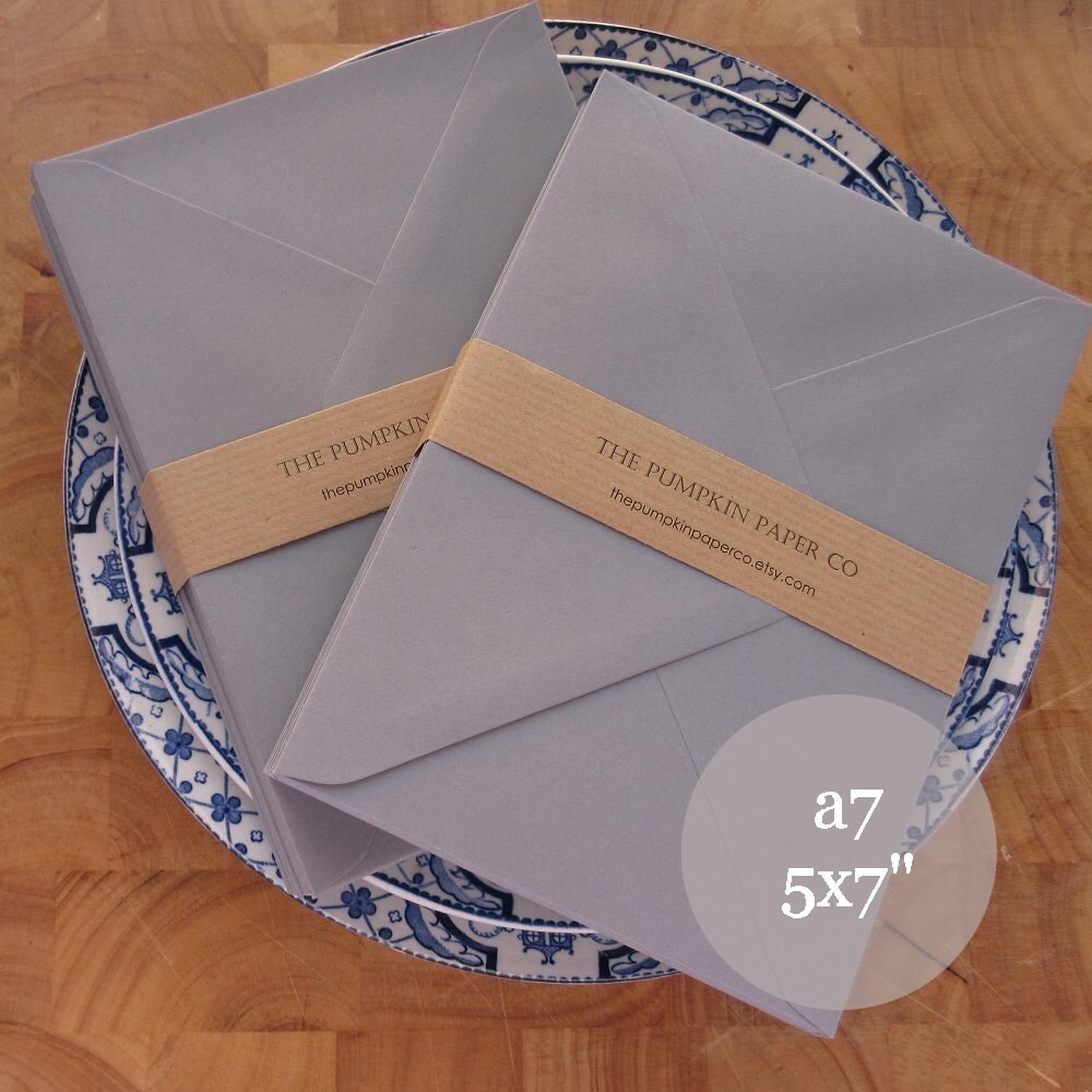 100 5x7 Grey Envelopes A7 Wedding Invitation By ThePumpkinPaperCo