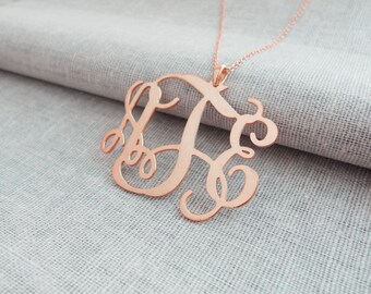 Silver Monogram Pendant NecklaceSilver Small by InitialNecklaces