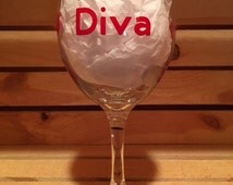Unique diva wine glass related items | Etsy