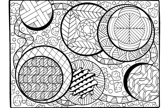 Items similar to Circles Over Rocks Zentangle Coloring Page, Digital ...