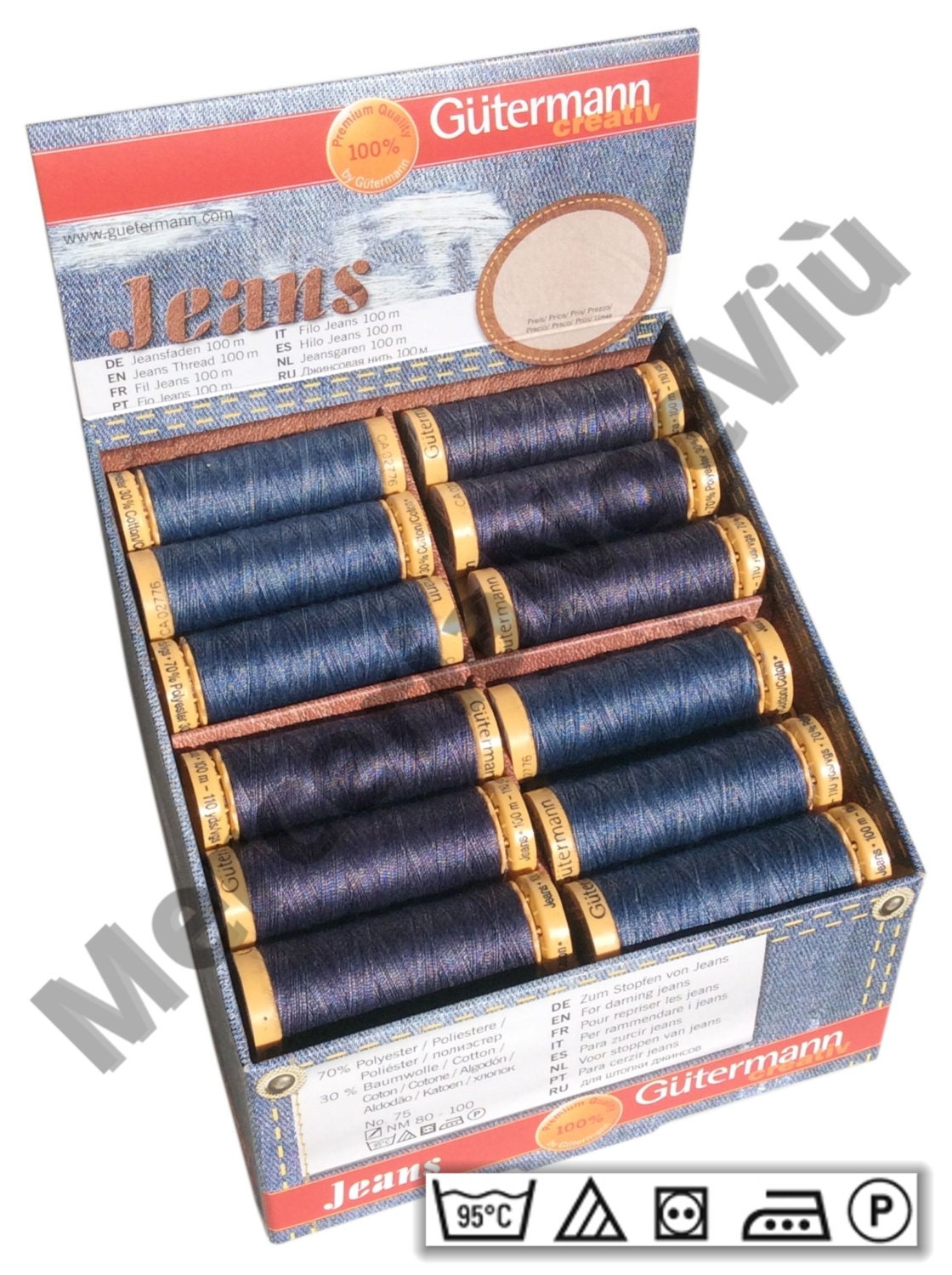 Gutermann creativ Jeans Thread 100m reel medium denim and dark