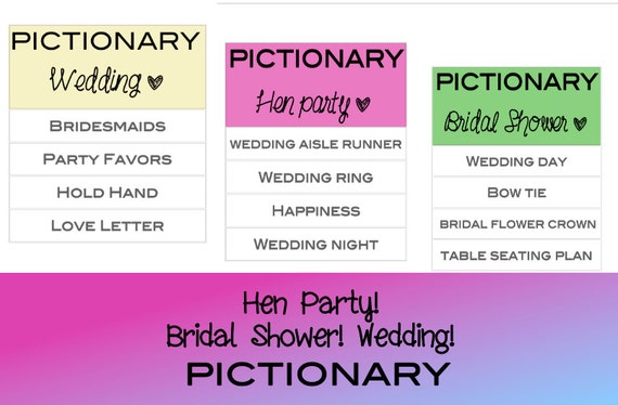 Bachelorette Pictionary Word List
