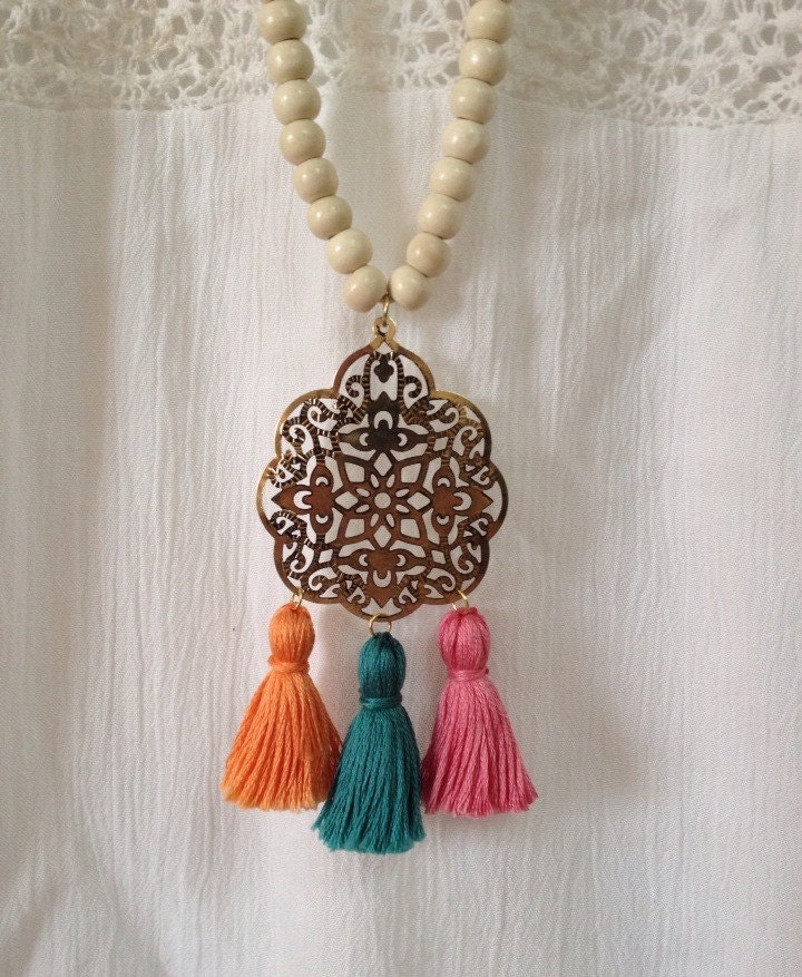 Handmade One of a Kind Boho Mini Tassel Necklace