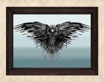 Raven cross stitch | Etsy