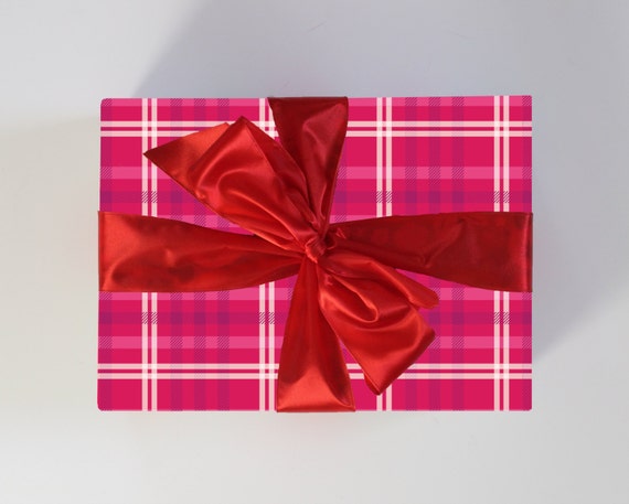 Plaid Holiday Gift Wrap Pink Plaid Christmas Wrapping Paper