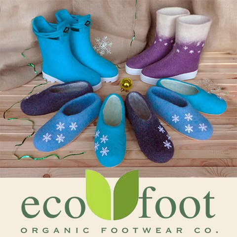 Felted wool slippers felt boots and shoes Home shoes by EcoFootUA