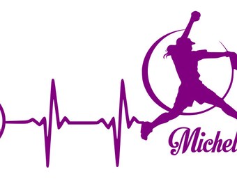 Softball heartbeat | Etsy
