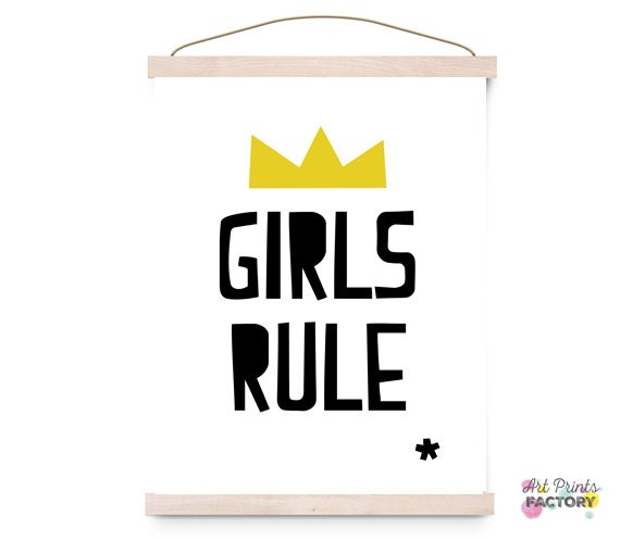 Girls rule wall art minimalistic art by ArtPrintsFactory on Etsy