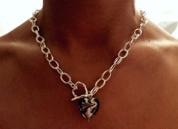 Sterling Silver Fancy Double Link Chain Necklace with Venetian