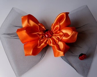 Items similar to Ladybug Hair Bow- Loopy Hair Bow- Red/White or Red ...