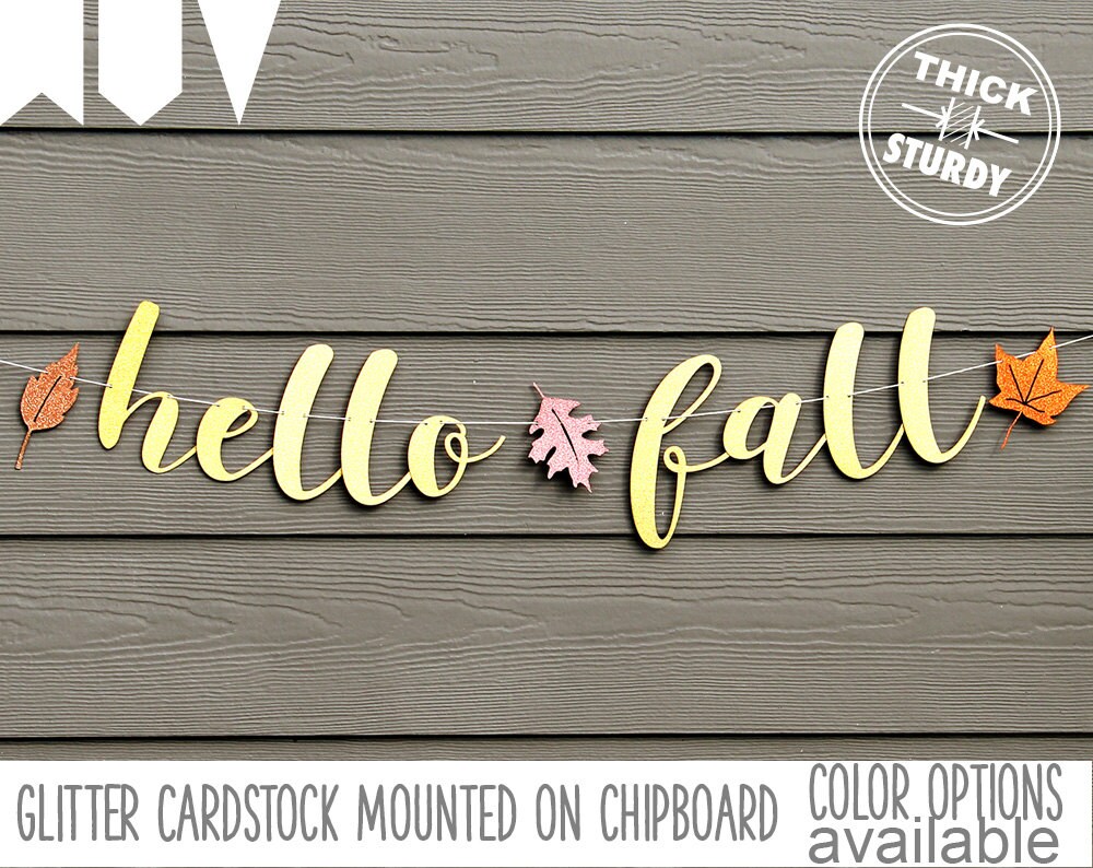 Hello Fall banner fall banner thanksgiving decorations gold