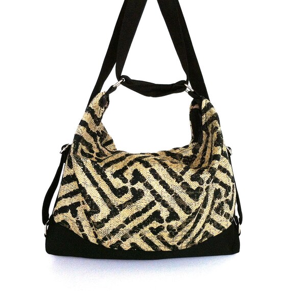 Backpack purse Khaki and black hobo purse women by Sisoibags