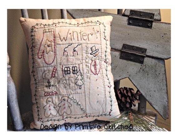 Winter Sampler-Primitive Stitchery E-PATTERN by PrimitiveStitches