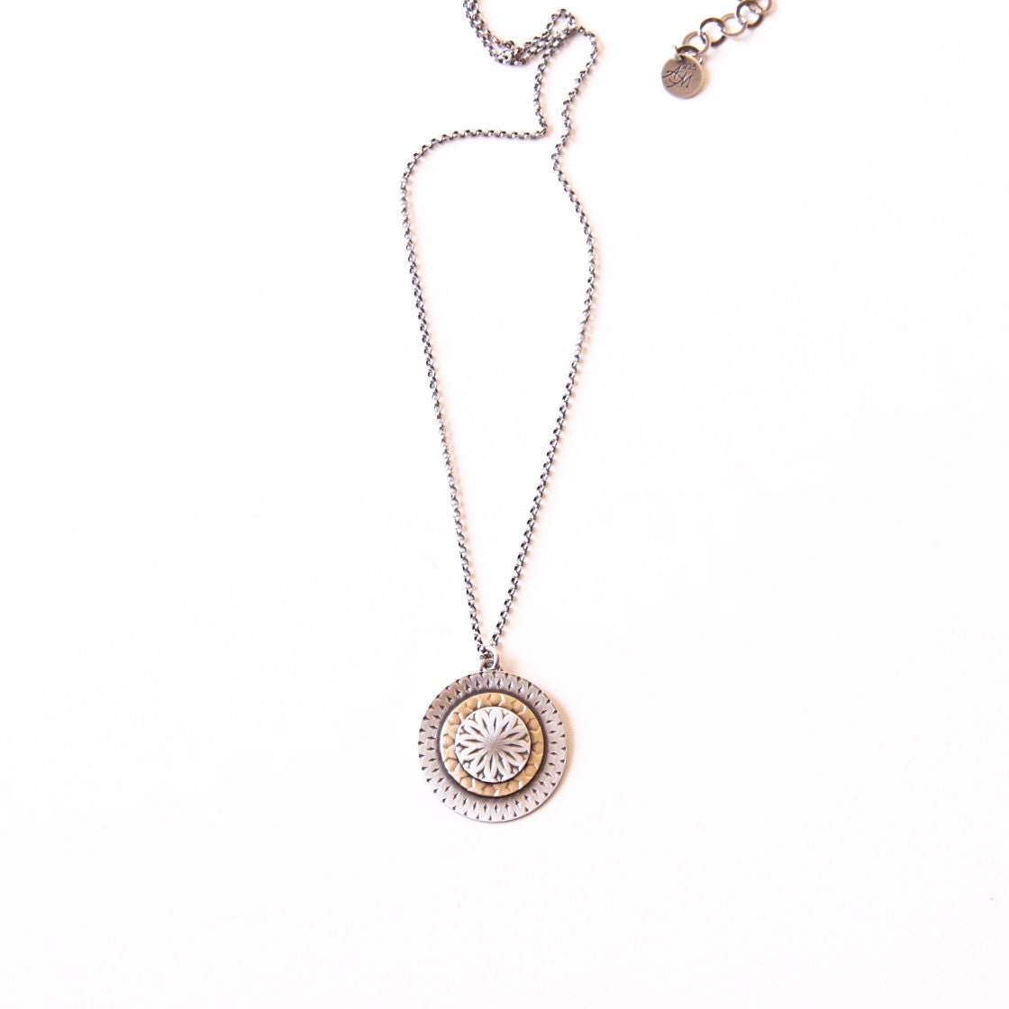 Unique round silver necklace handmade with by bluehourdesigns