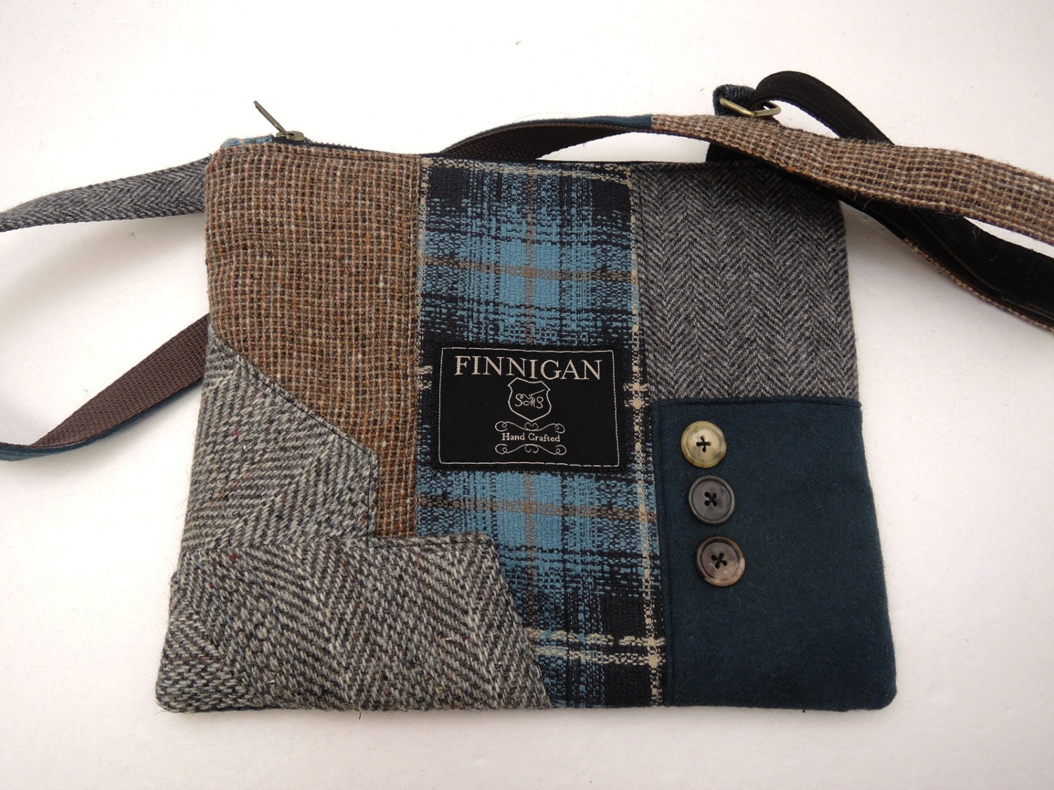 Recycled Crossbody Purse iPhone Purse pocket Zip by SewMuchStyle