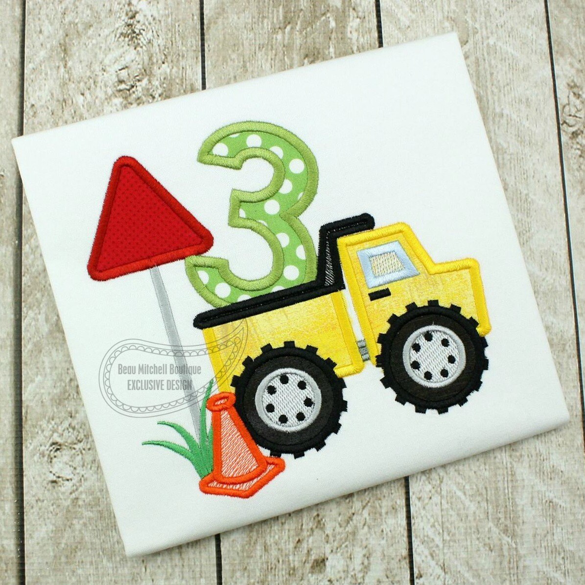 Construction number 3 Dump truck applique A BMB EXCLUSIVE