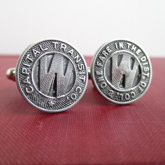 WASHINGTON DC Transit Token Cuff Links Silver Vintage by lucra