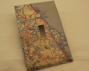 Map covered light switch plates by MapMotifs on Etsy