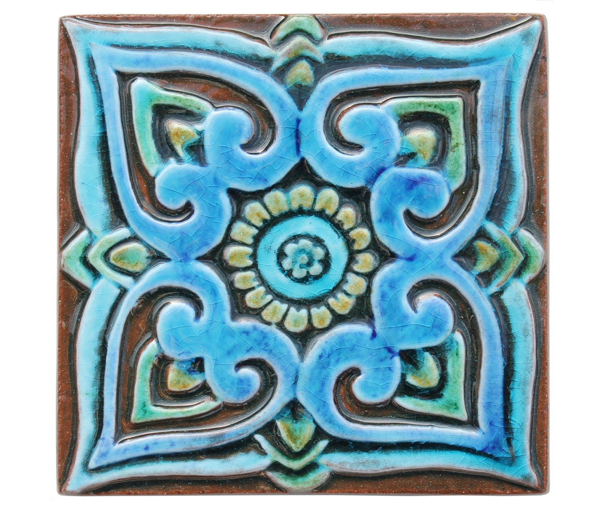 Decorative tile with mandala design // Ceramic tile // by GVEGA