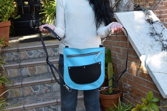 Leather backpackleather bagleather purseblue leather