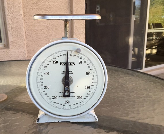 Mid-century weight scales Hanson 500 gram industrial platform
