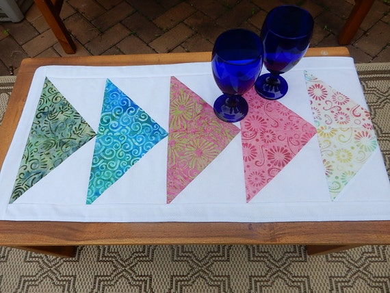 Batik Flying Geese Quilted Table Runner