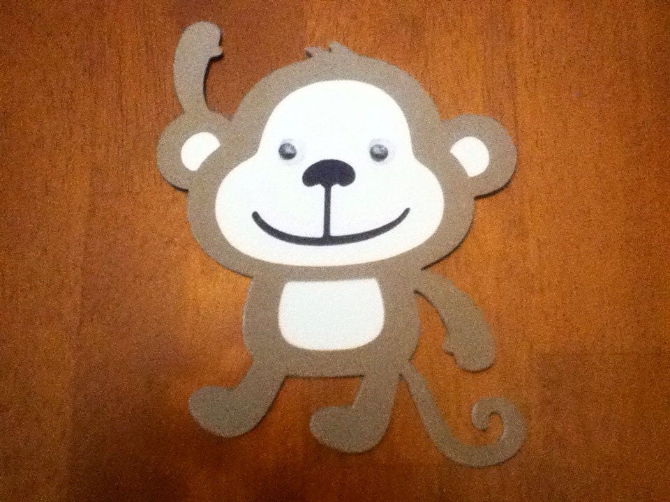 Cute Monkey Die Cut 5 Inches Set of Five by Onecraftyhippo on Etsy