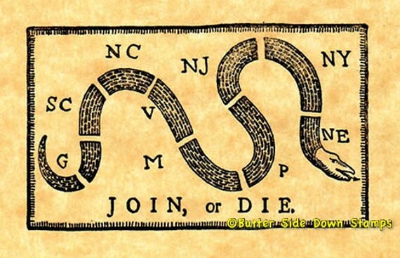 Join or Die Rubber Stamp American Revolutionary War