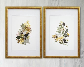 Wall art print botanical print Original pressed by FloralCollage