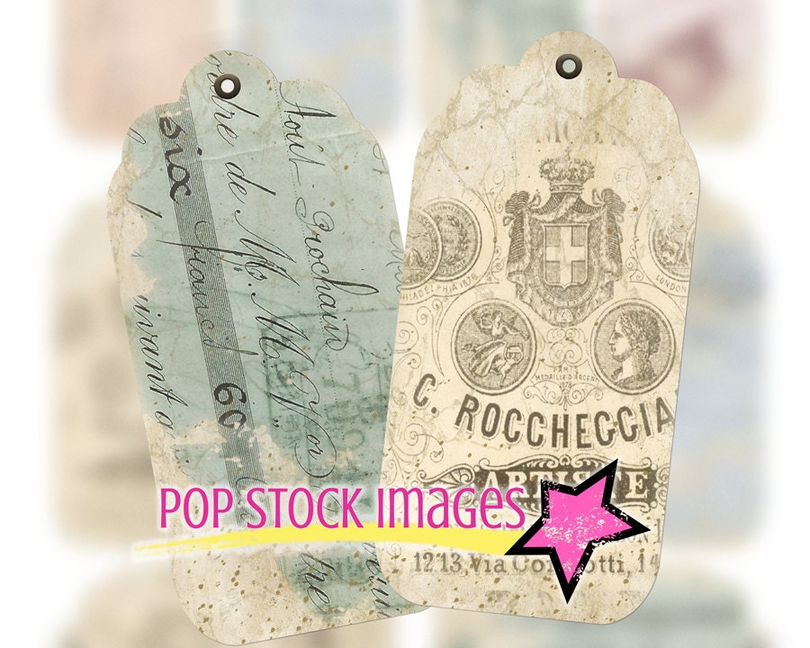 Shabby Chic French Ephemera Tags Vintage French Ephemera