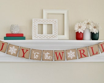 Christmas Banner JOY to the WORLD Garland Decoration