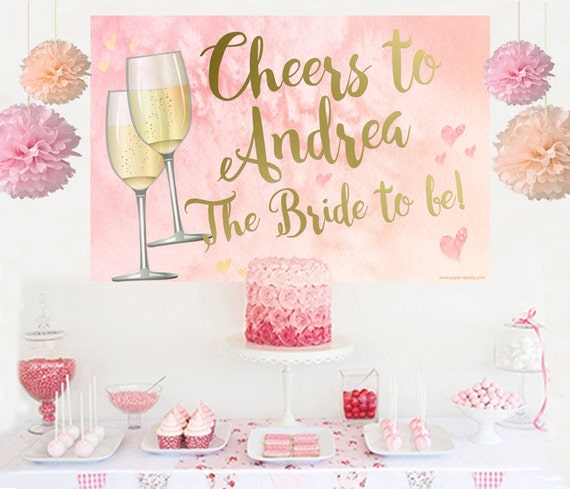 Cheers to the Bride Personalized Backdrop Bridal Shower Cake