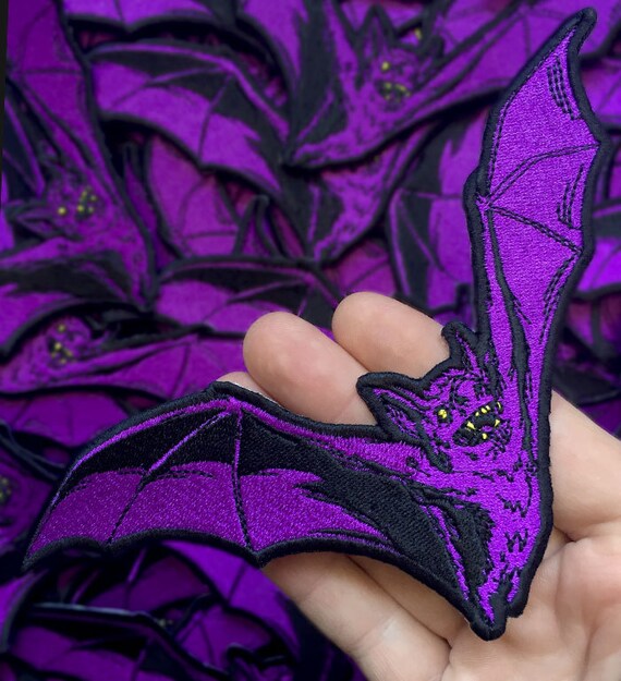 Embroidered Purple Bat Patch