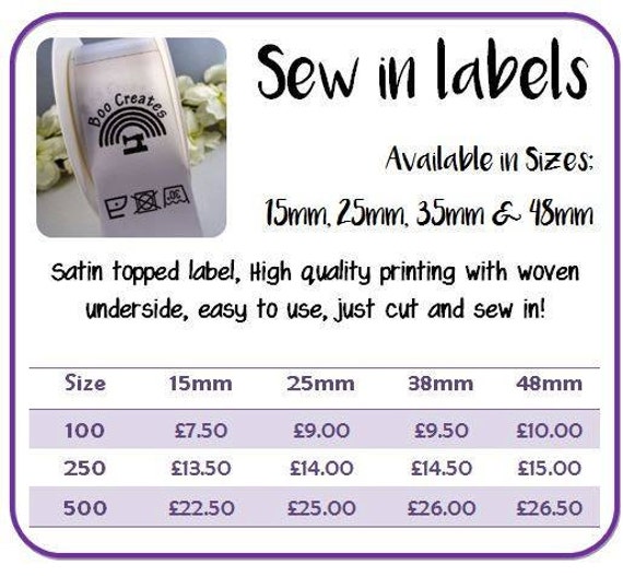 15mm Custom Printed Sew In Loop Labels