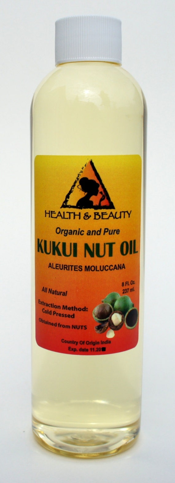 8 oz KUKUI NUT OIL Organic Carrier Cold Pressed by HBOilsCenter