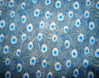 Peacock print fabric | Etsy