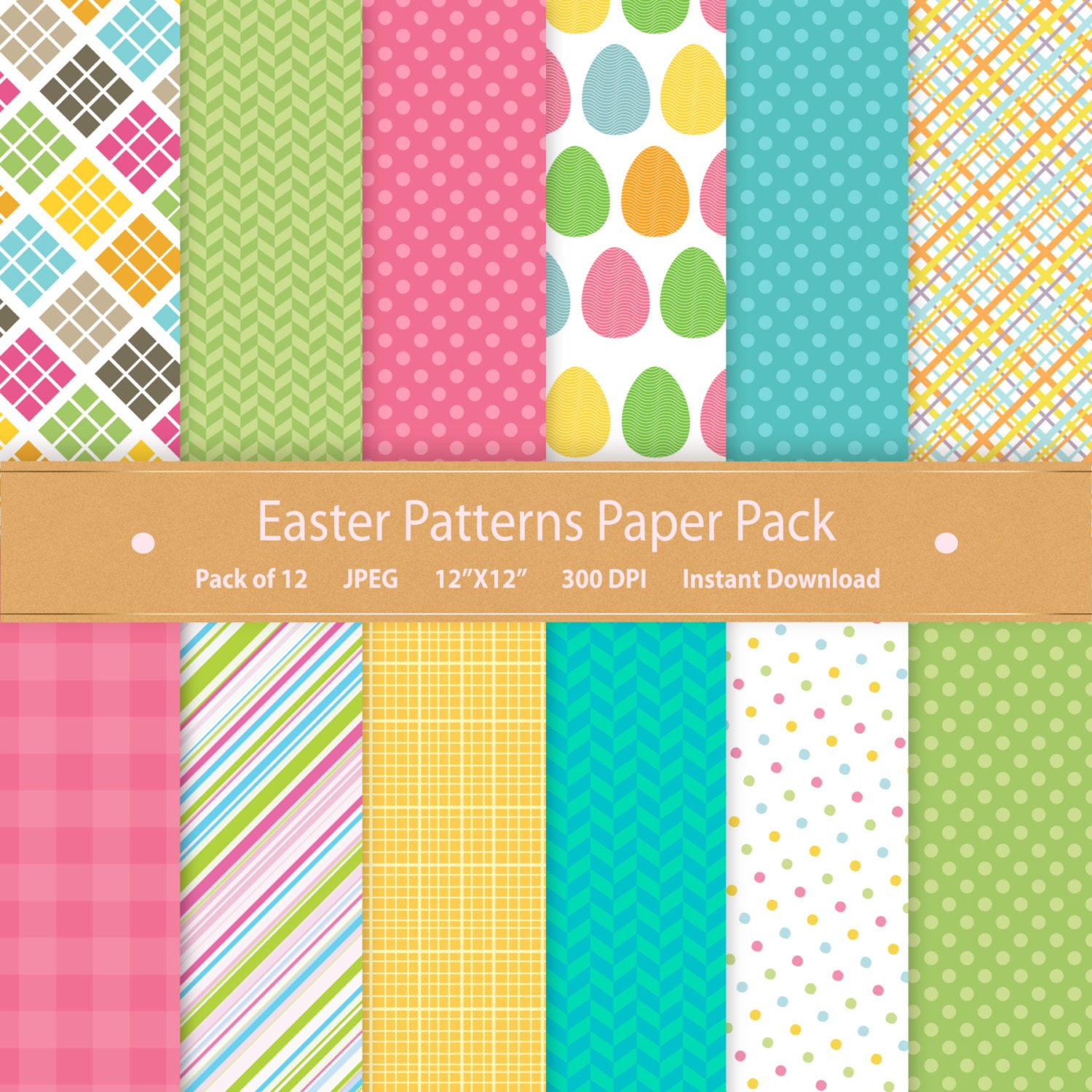 Easter Patterns Paper Pack Digital Paper Easter Background