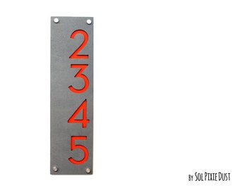 Modern House Numbers Concrete with Purple Acrylic by SolPixieDust