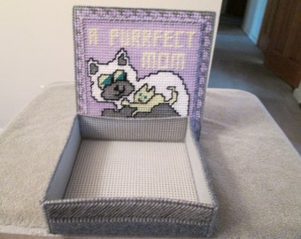 Storage Box with Cover in Plastic Canvas