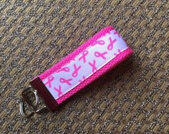 Awareness Ribbon Keychain / Keyring Sterling Silver Breast