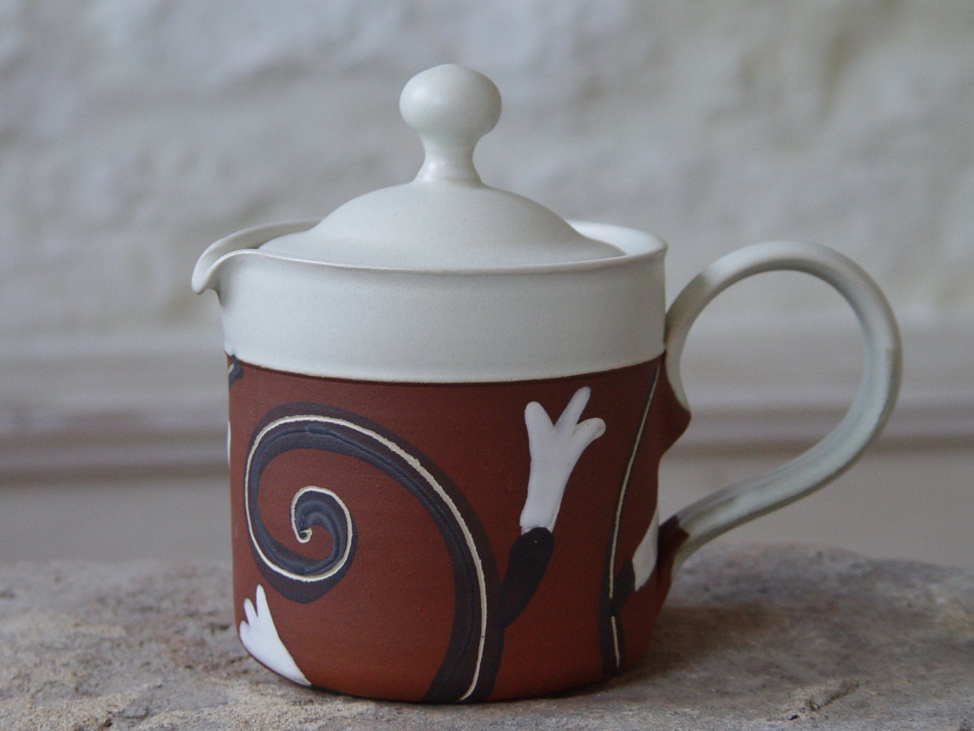 Handmade Stoneware Teapot. Unique Pottery Vessel Hot Water