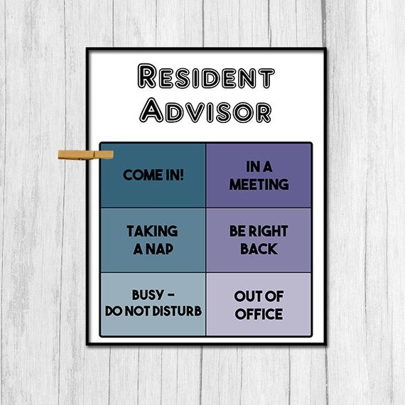 RA Door Sign Resident Advisor Sign Digital Download College