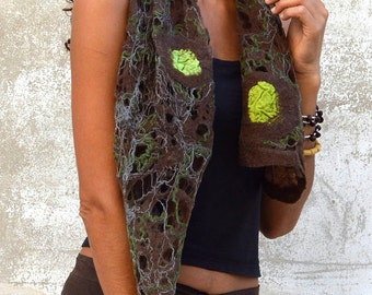 Nuno felted Scarf Handmade pink lace scarf by ContemporaryFeltArt