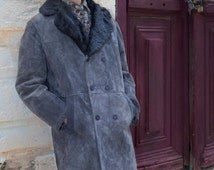 Unique sheepskin coat men related items | Etsy