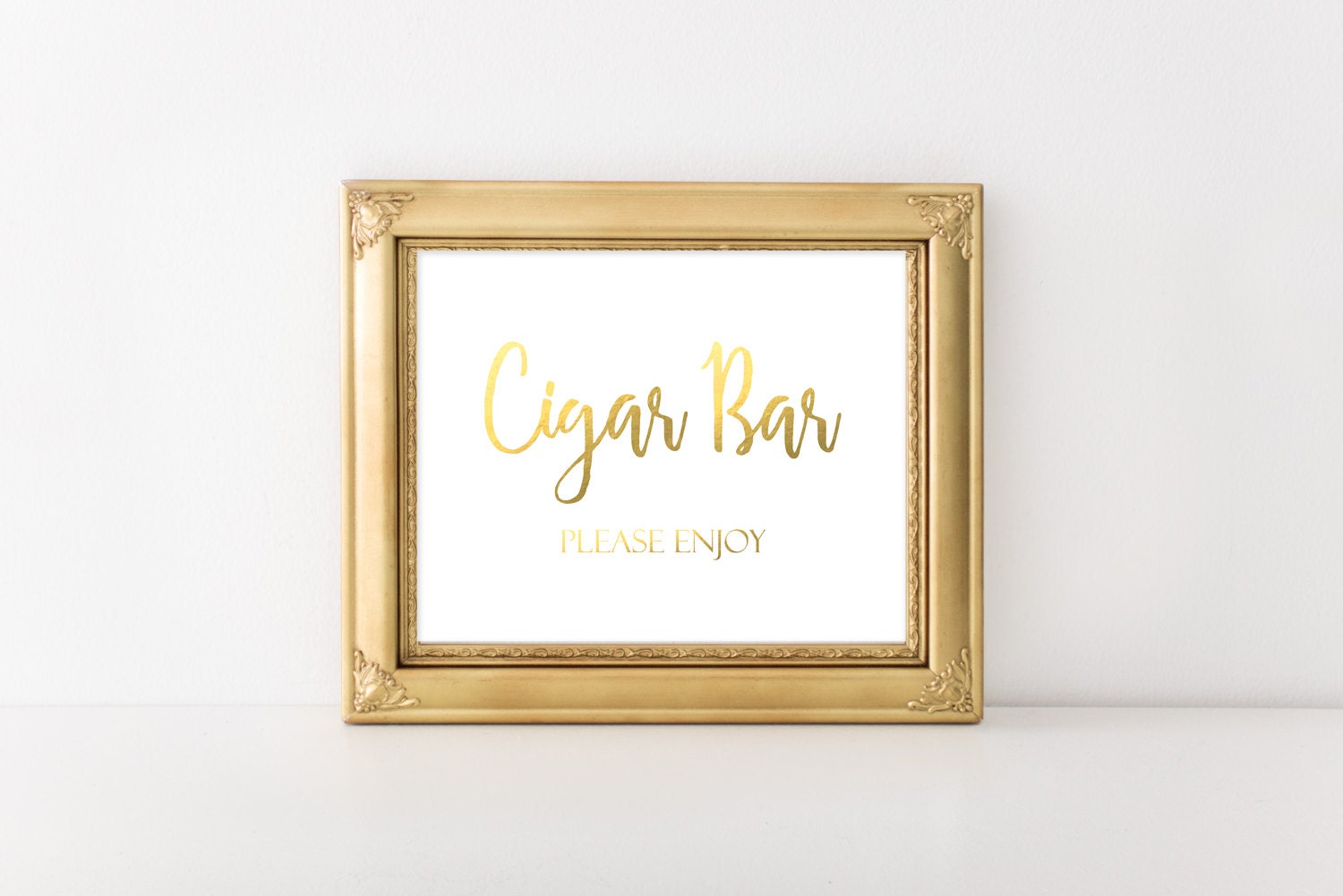 Printable Gold Foil Cigar Bar Sign Wedding Cigar Bar Please