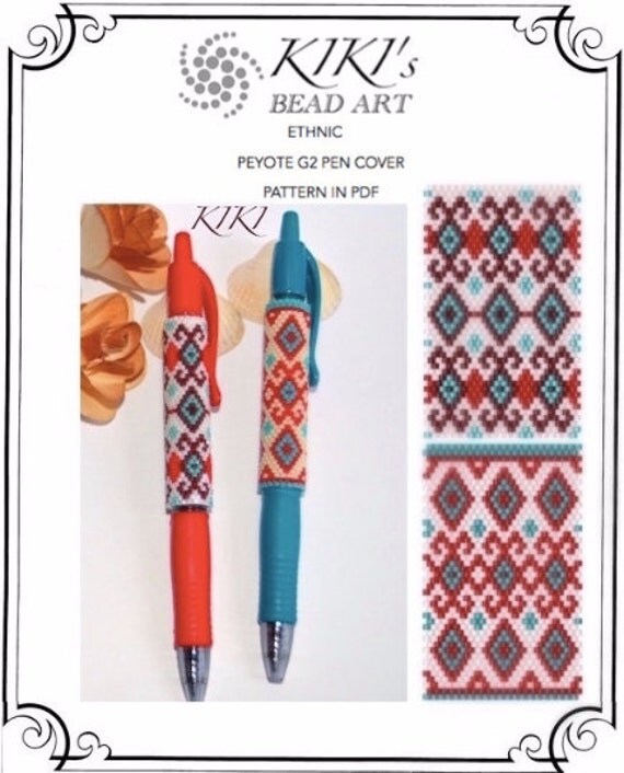Peyote pen cover patterns ethnic 1-2 native inspired peyote